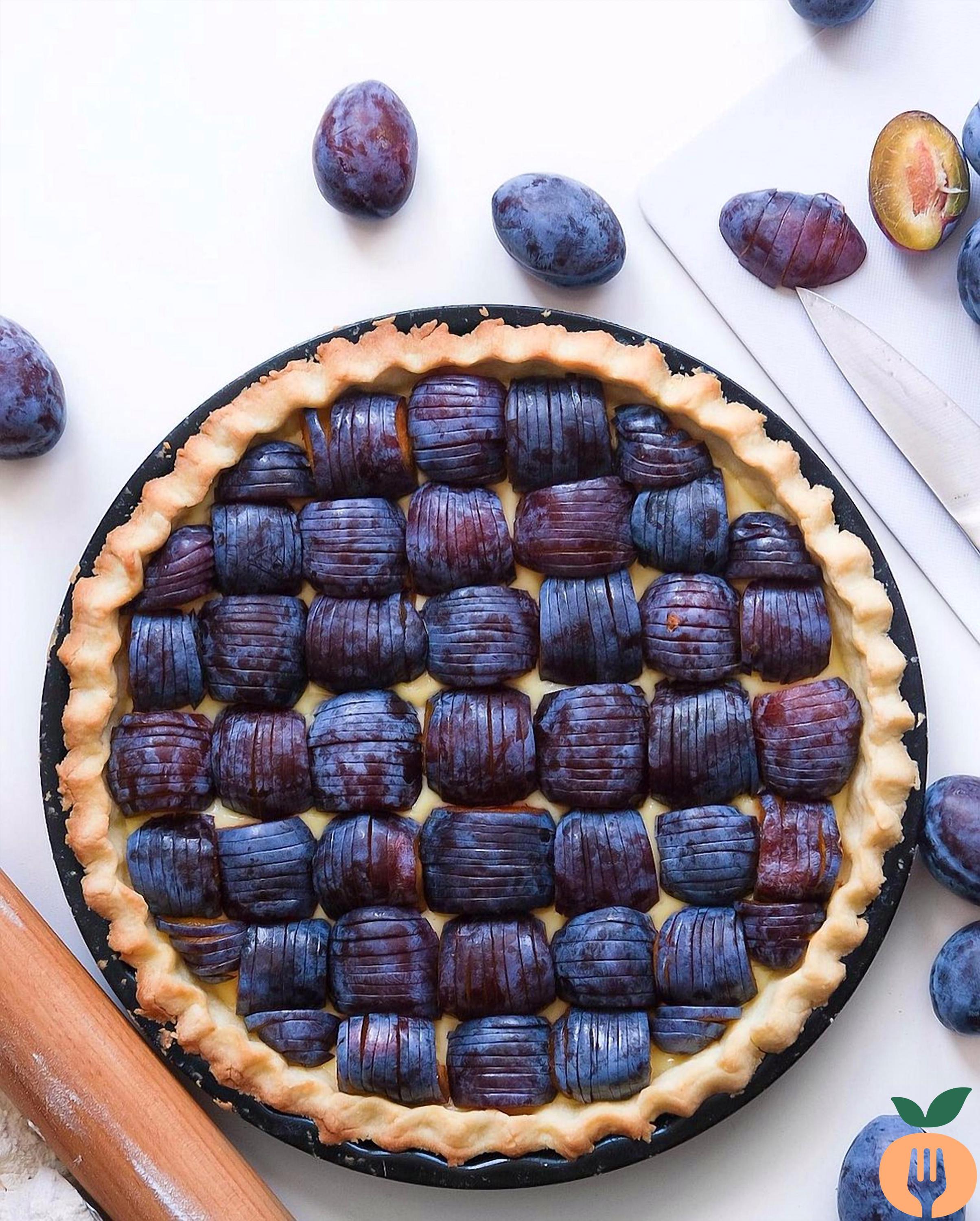 Plum & Vanilla Pudding Tart Recipe PDF (cups + Grams) | Printable ...
