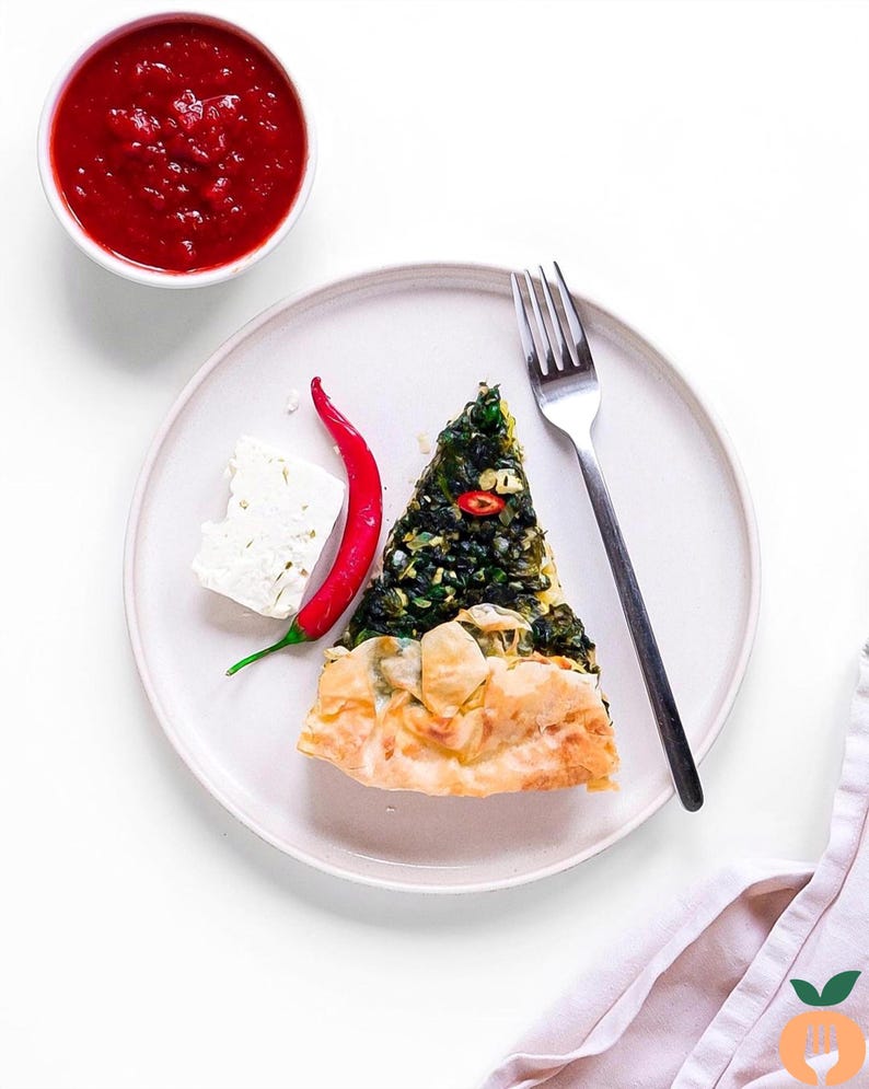 Spinach Pie With Phyllo Recipe PDF (cups + Grams) | Printable | Easy Layered, Cheese & Spinach ...