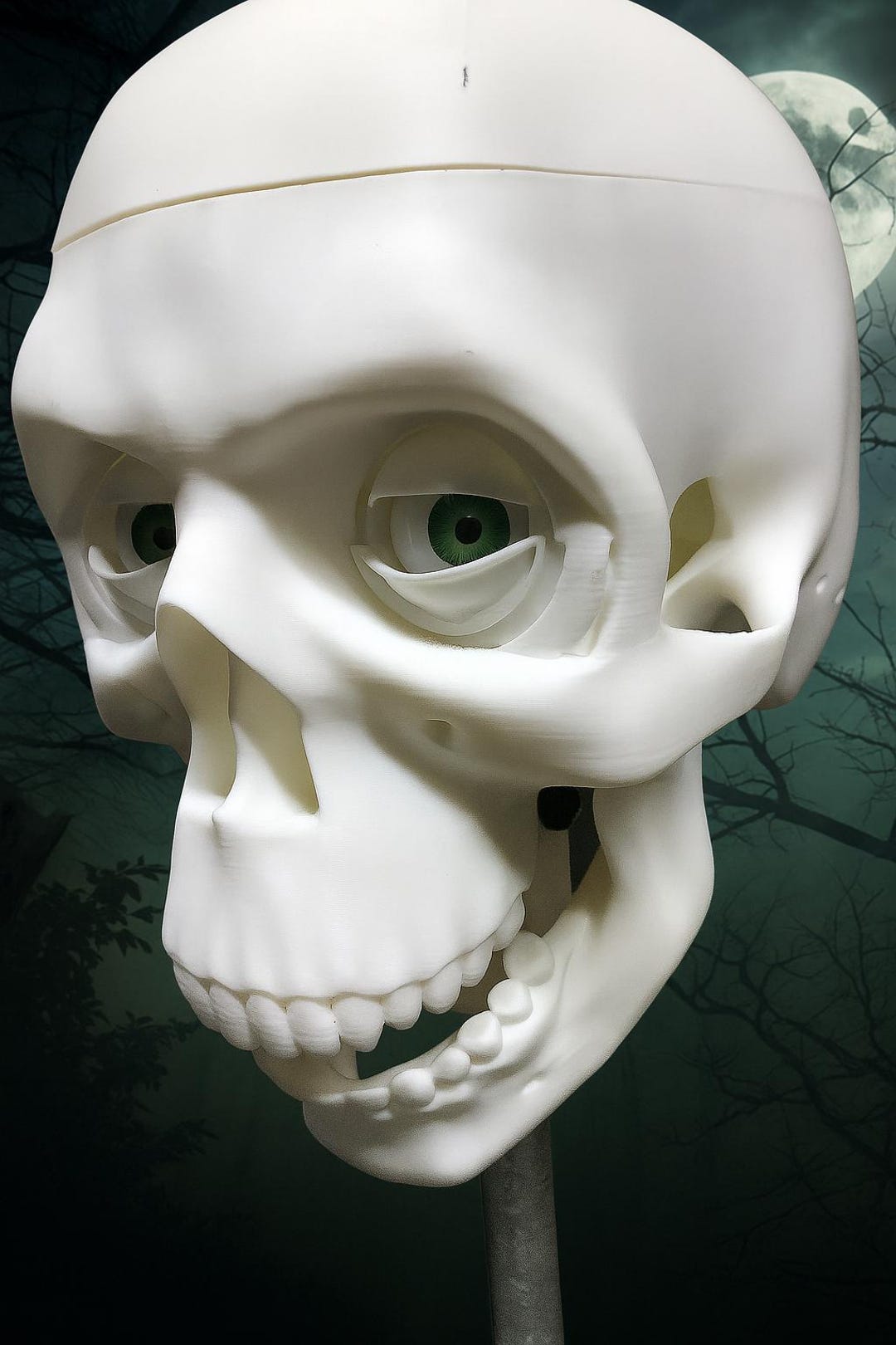 3D Printed Skull: Hinged Top, Moveable Eyes, Poseable Jaw – Unpainted ...