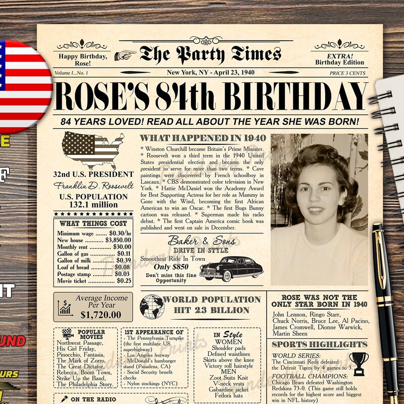 1940 Fun Facts - Etsy