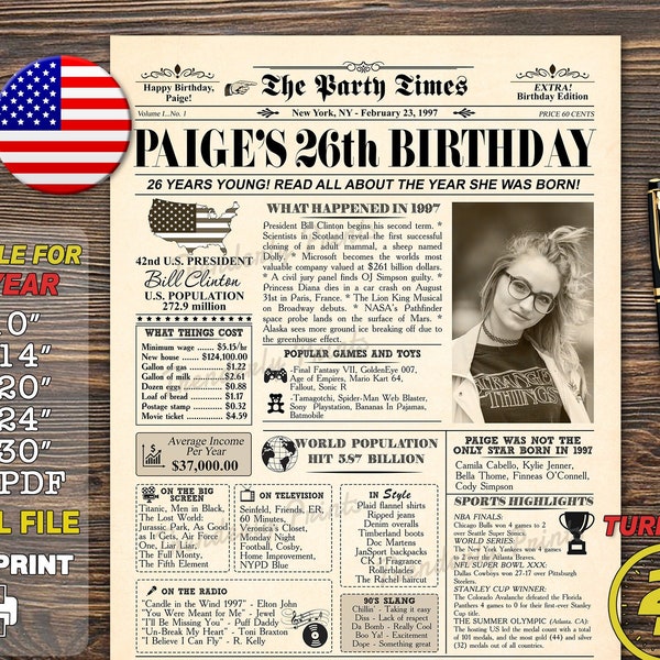 26 Years Ago Sign - Etsy