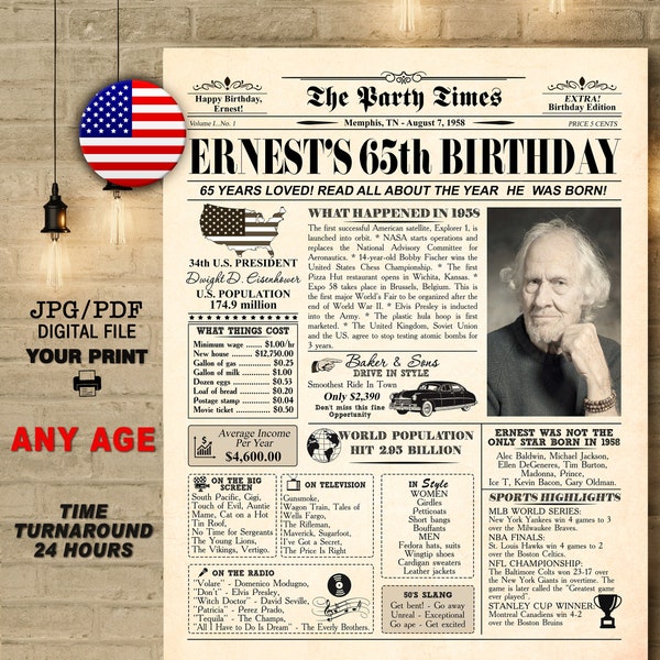 1958 Birthday Newspaper Poster - Etsy