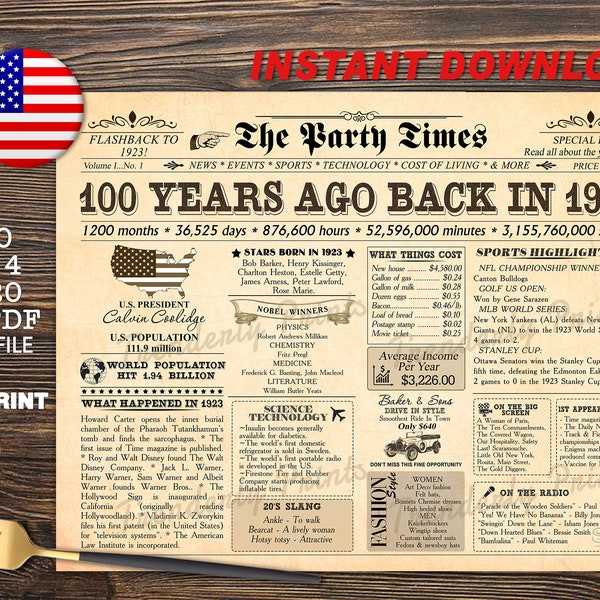 100th Birthday Newspaper - Etsy