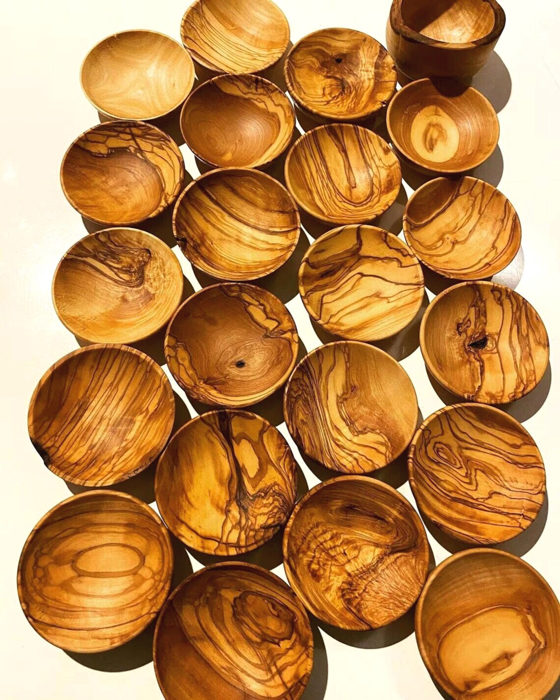 Wooden Mini Bowls, Olive Wood Mini Dip Bowls, Set of 6 Handmade Bowls ...