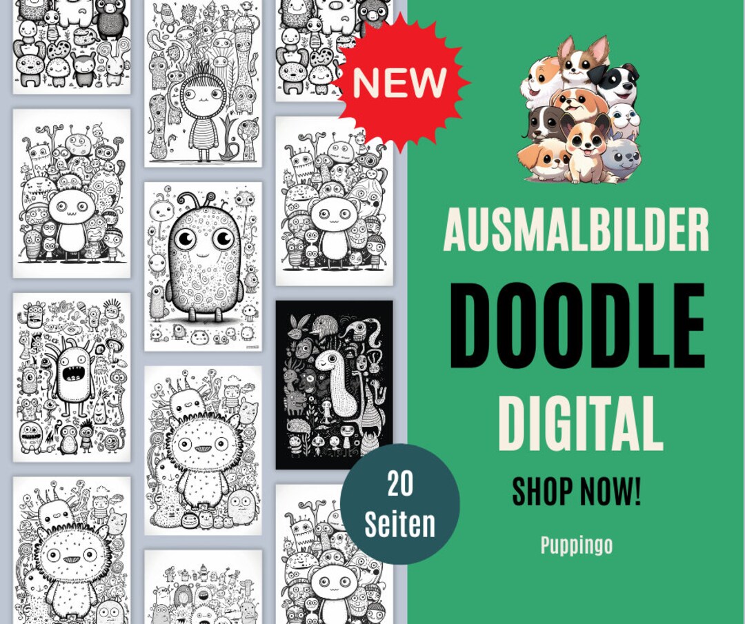 Doodle Monster Coloring Pages Vol.1 Just for You - 20 Pages Coloring ...