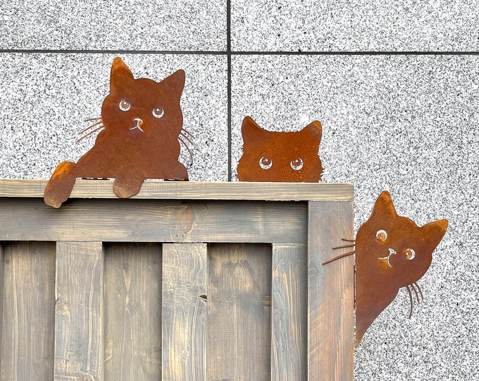 Cat Design Yard Art Metal Sculpture Outdoor Rusted Metal Animal ...
