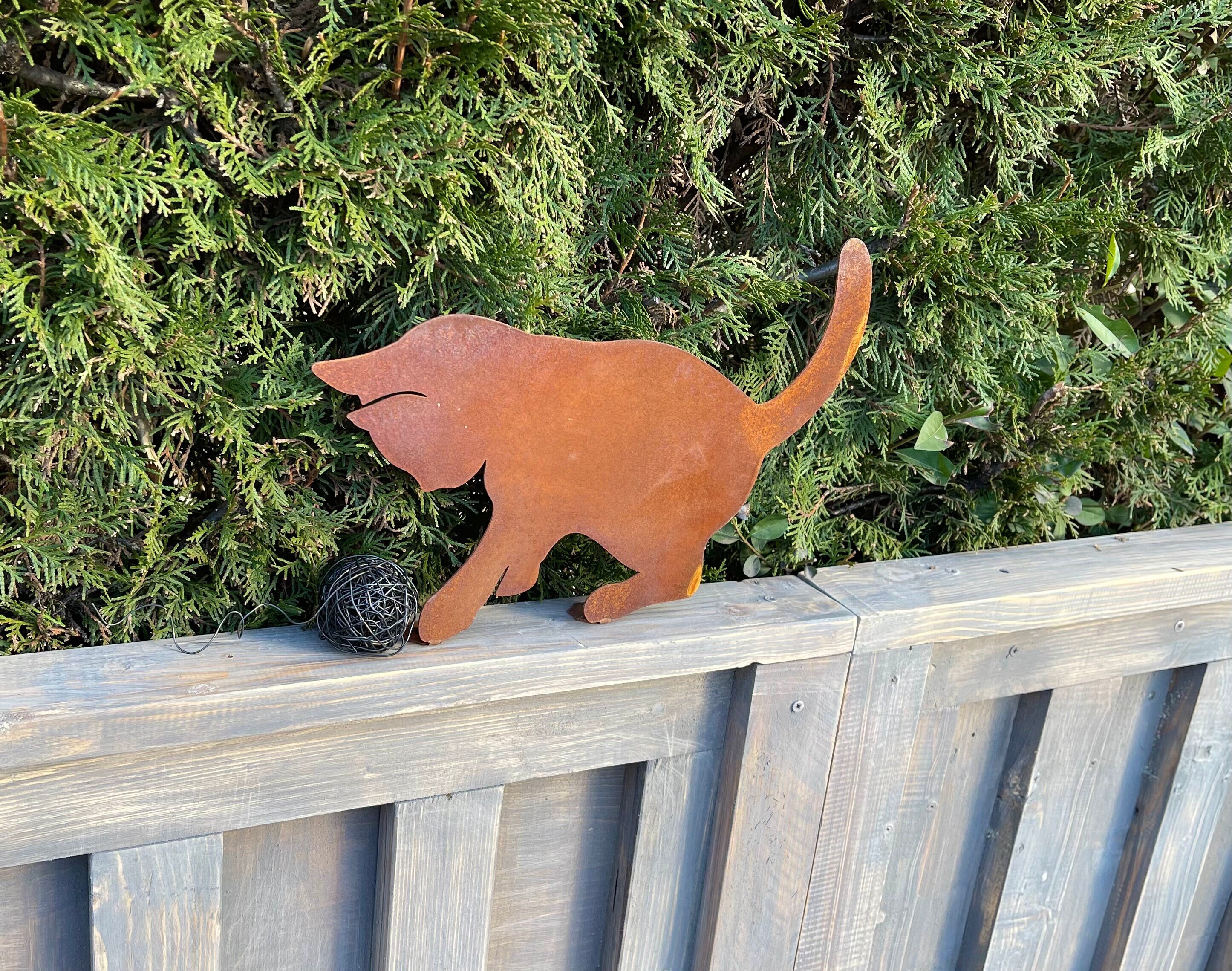 Rusty Cat Metal Garden Design Rusted Metal Animal - Etsy