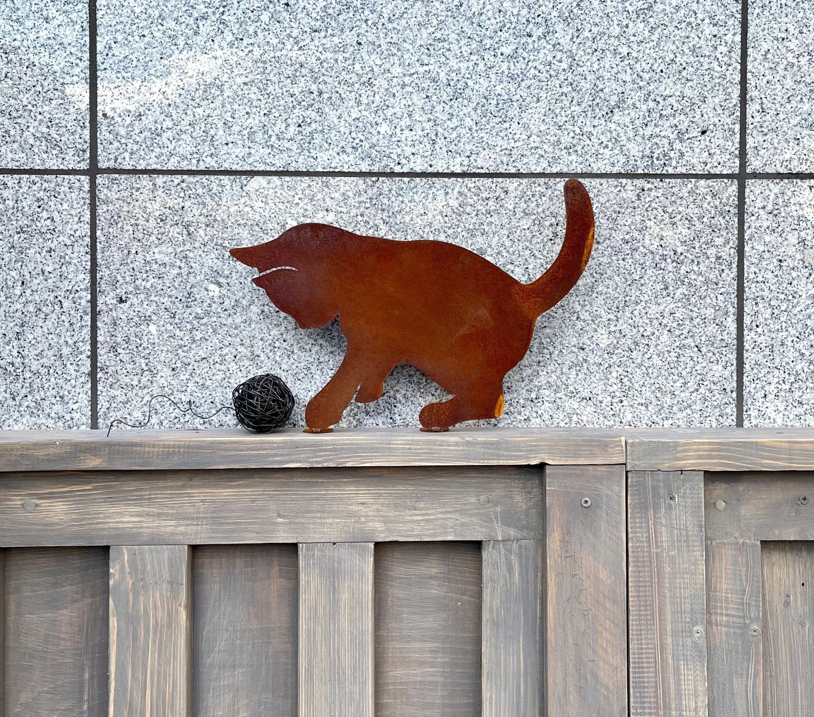 Rusty Cat Metal Garden Design Rusted Metal Animal - Etsy