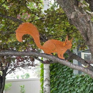 Rusted Metal Squirrel Sculpture - Yard Art and Fence Decor - Etsy