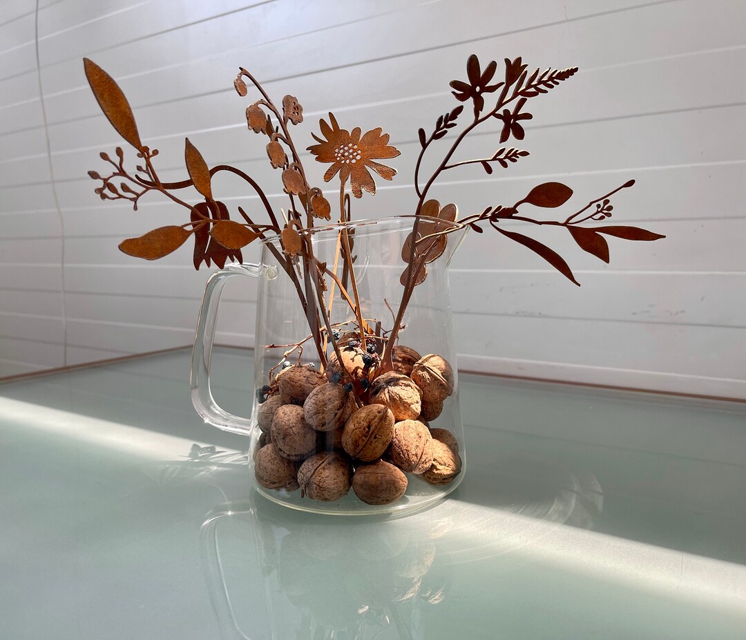 Rusted Metal Flower and Plant Bouquet for Garden Decor - Rustic Metal ...