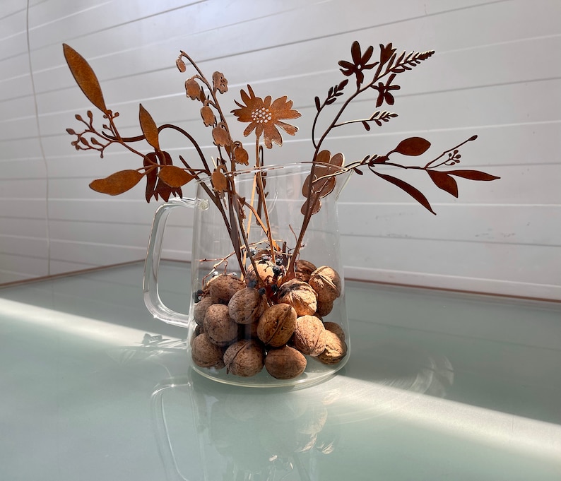 Rusted Metal Flower and Plant Bouquet for Garden Decor - Etsy