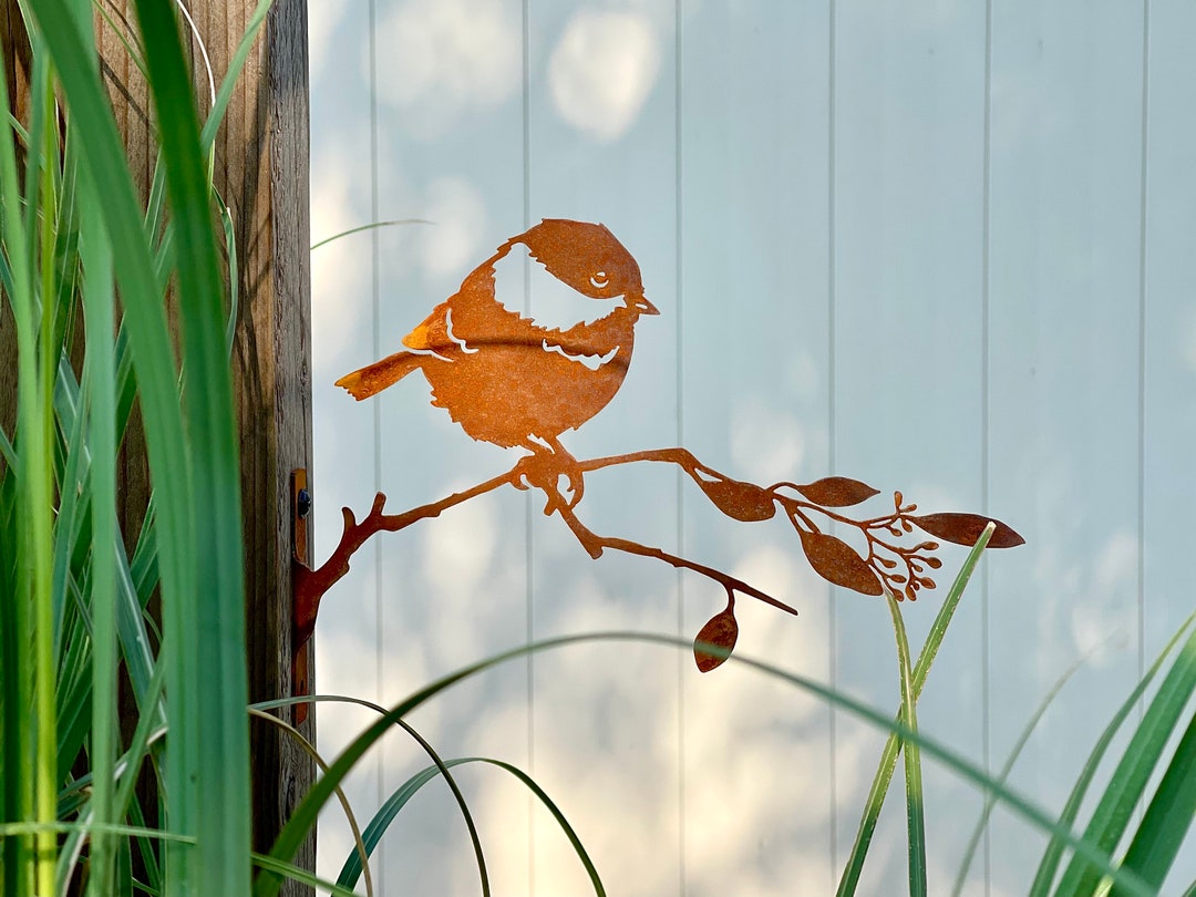 Rusted Metal Sparrow Garden Ornament - Fence & Wall Decor - Etsy