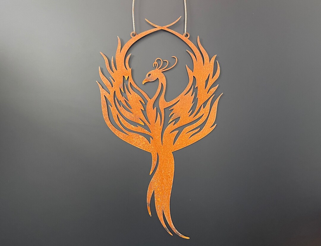 Phoenix and Butterfly Hanging Ornament - Garden Design - Exterior Metal ...