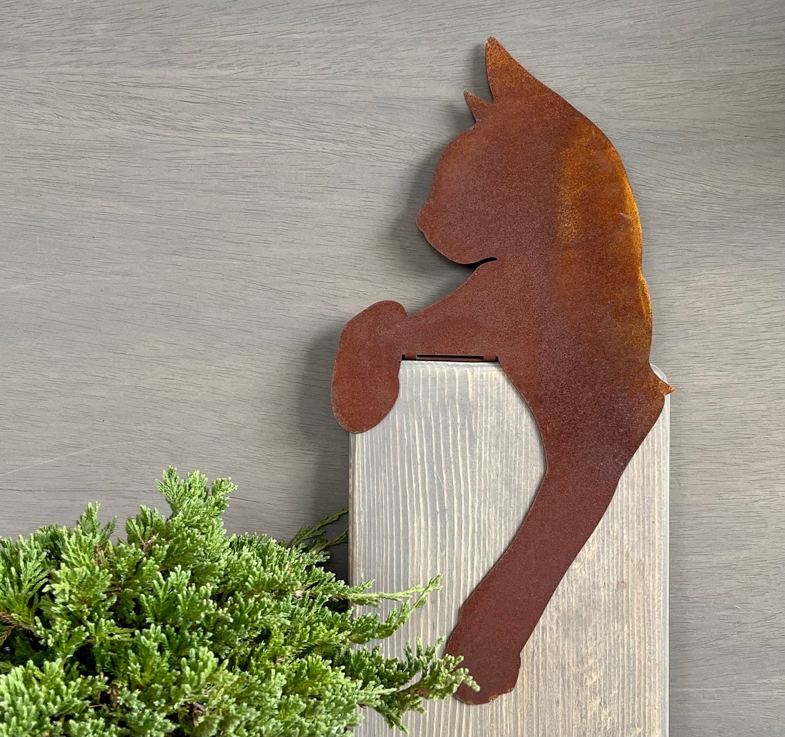 Rusty Metal Cat Garden Art: Fence Decor, Cat Lover Gift - Etsy