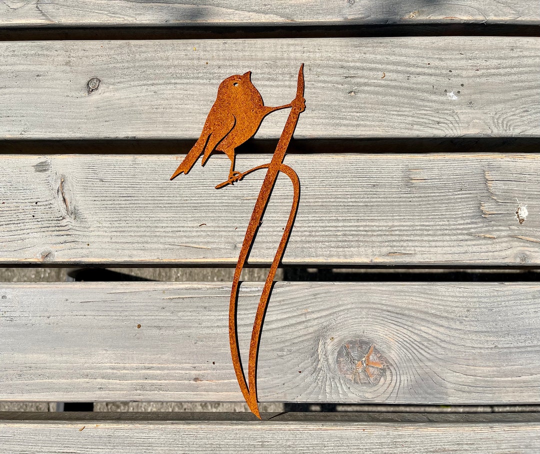 Rustic Metal Sparrow Plant Stake: Farmhouse Garden Art - Etsy
