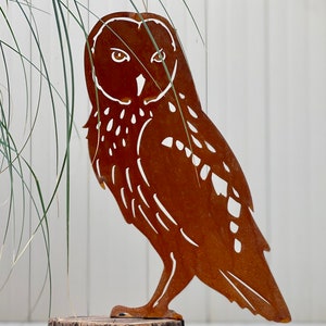 Rusty Snowy Owl - Garden Sculpture - Rustic Outdoor Decoration - Bird ...