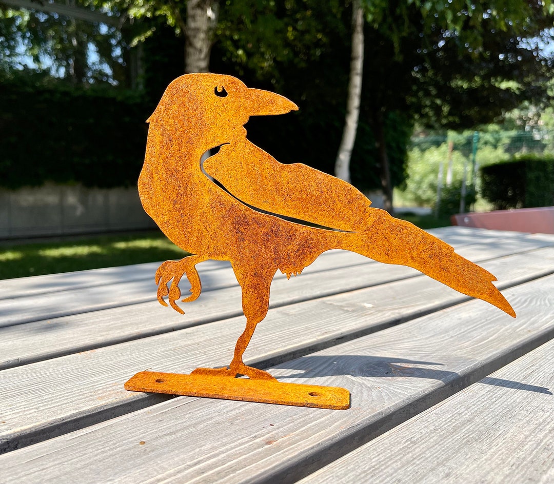 Rusty Crow Fence Topper: Rusted Metal Bird Garden Art - Etsy