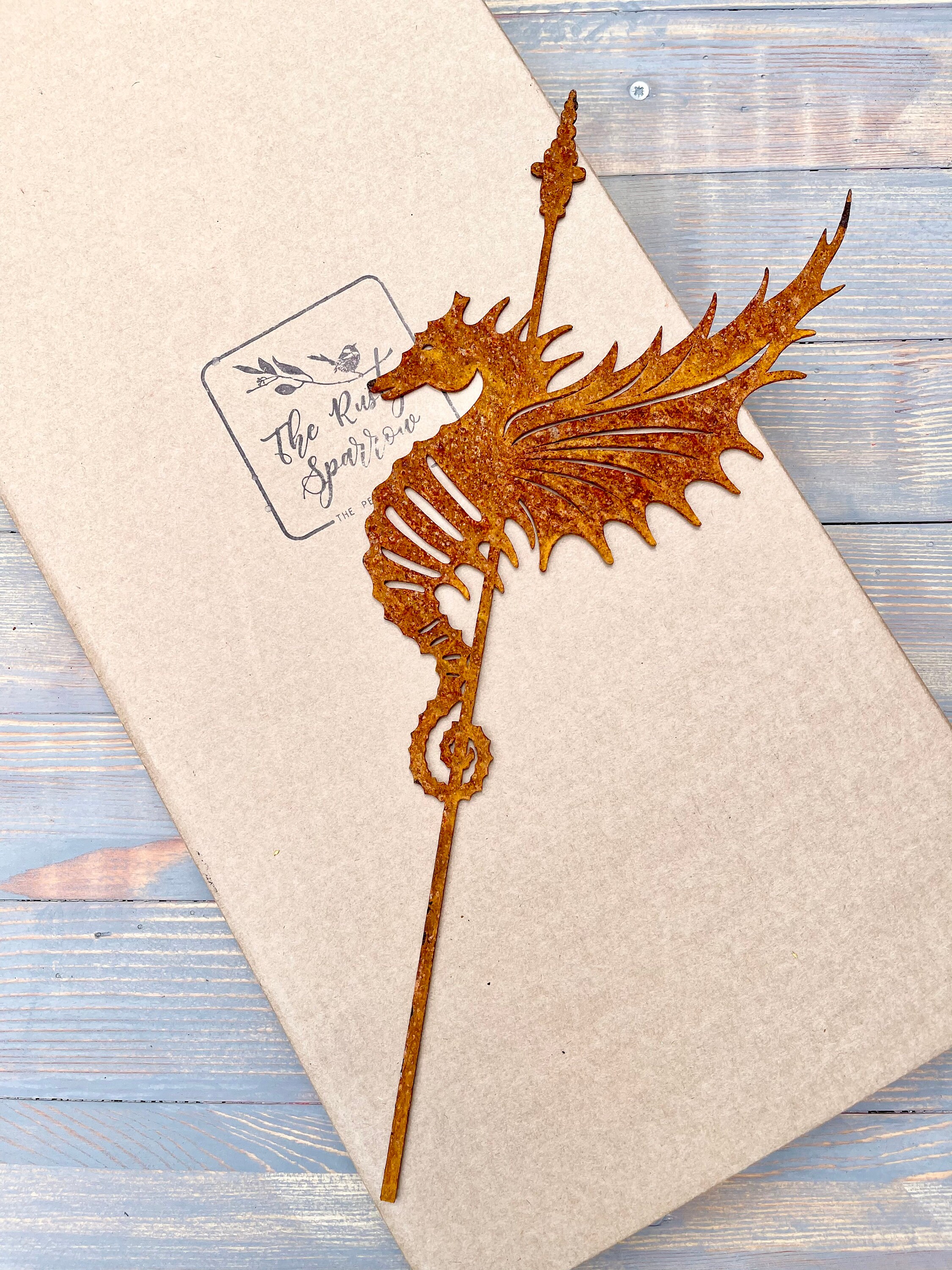 Enchanted Rusty Dragon Rustic Yard Art Decor Metal Garden | Etsy