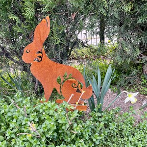 Rustic Bunny Fence Topper Rabbit Garden Wall Art Rusted - Etsy
