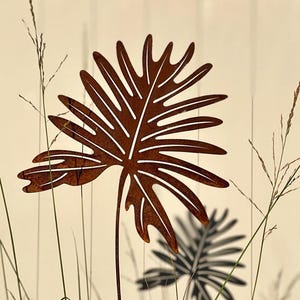 Rusty Metal Palm Leaf Plant Stakes: Tropical Garden Decor - Etsy