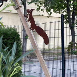 Rusted Metal Squirrel Sculpture - Yard Art and Fence Decor - Etsy