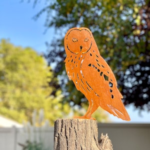 Rusty Snowy Owl - Garden Sculpture - Rustic Outdoor Decoration - Bird ...
