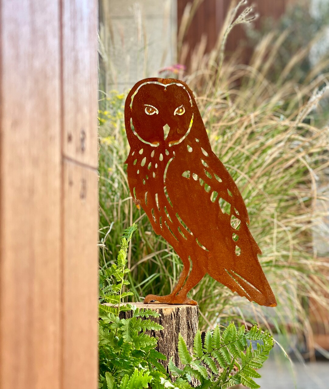 Rusty Snowy Owl - Garden Sculpture - Rustic Outdoor Decoration - Bird ...