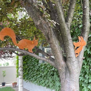 Rusted Metal Squirrel Sculpture - Yard Art and Fence Decor - Etsy