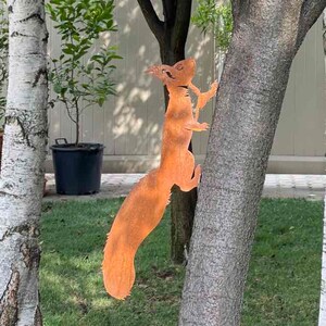 Rusted Metal Squirrel Sculpture - Yard Art and Fence Decor - Etsy