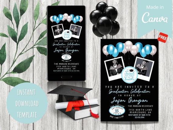 Graduation Party Invitation and Evite Template Mobile | Etsy