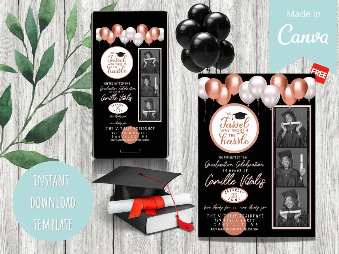 Graduation Party Invitation and Evite Template Mobile - Etsy
