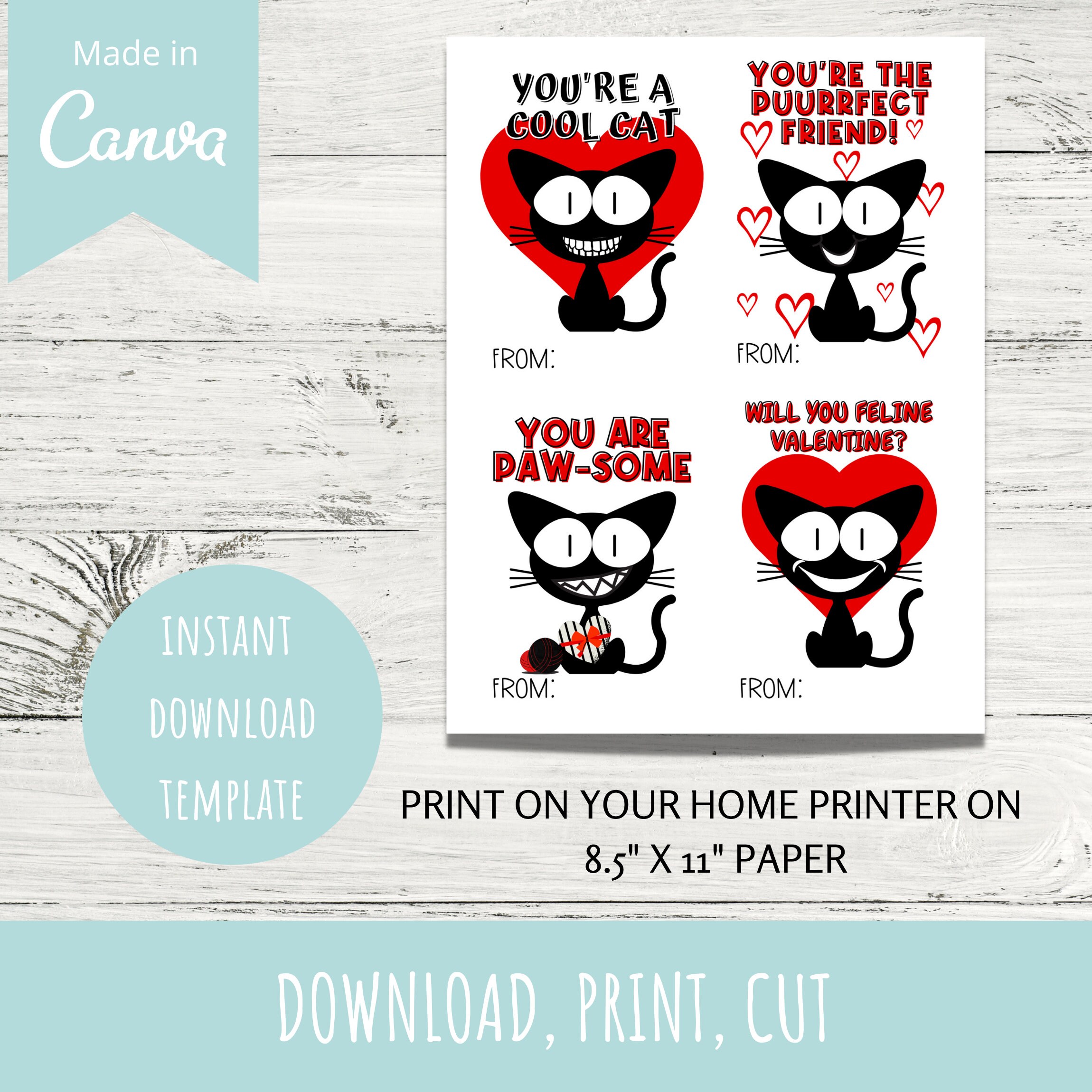 Kids Valentine's Day Cards Cat Classroom Valentine's Day Cards Cool ...
