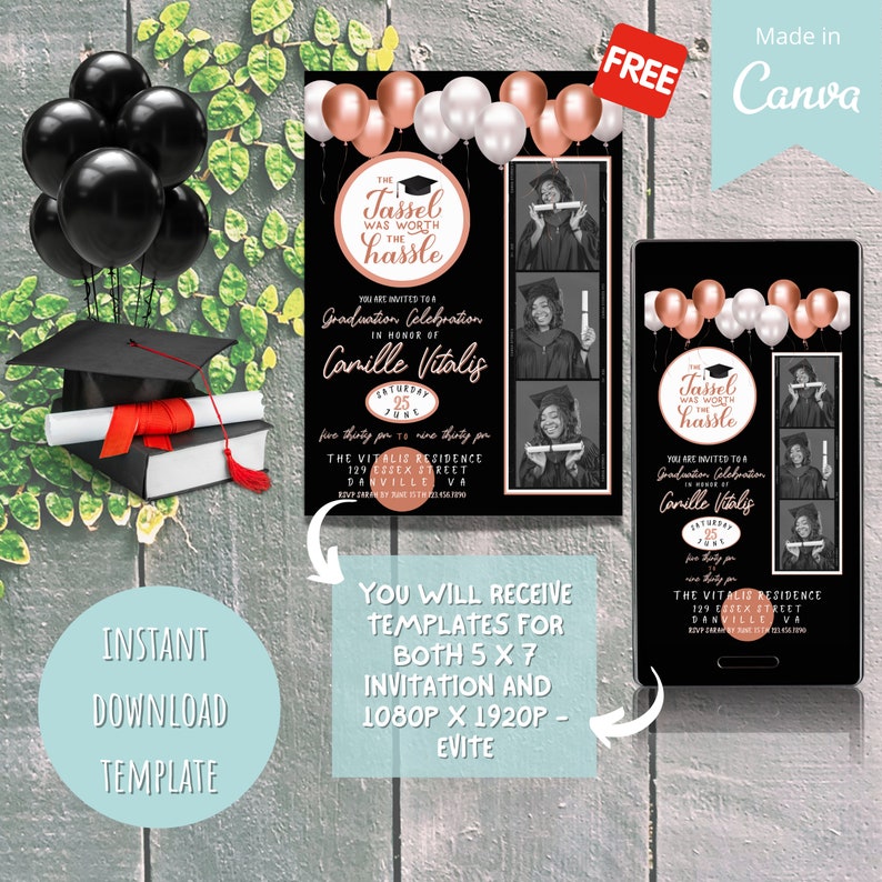 Graduation Party Invitation and Evite Template Mobile - Etsy