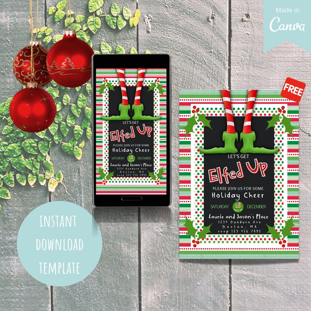 Christmas Party Evite and Invitation Templates Mobile E-vite - Etsy