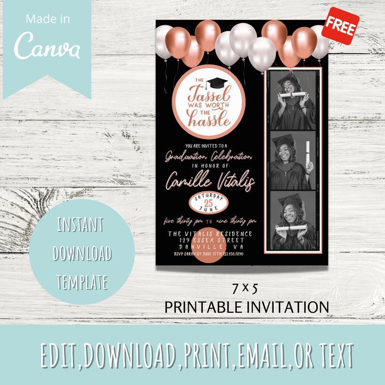 Graduation Party Invitation and Evite Template Mobile - Etsy
