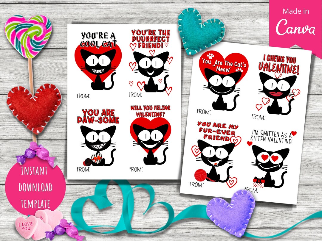 Kids Valentine's Day Cards Cat Classroom Valentine's Day Cards Cool ...