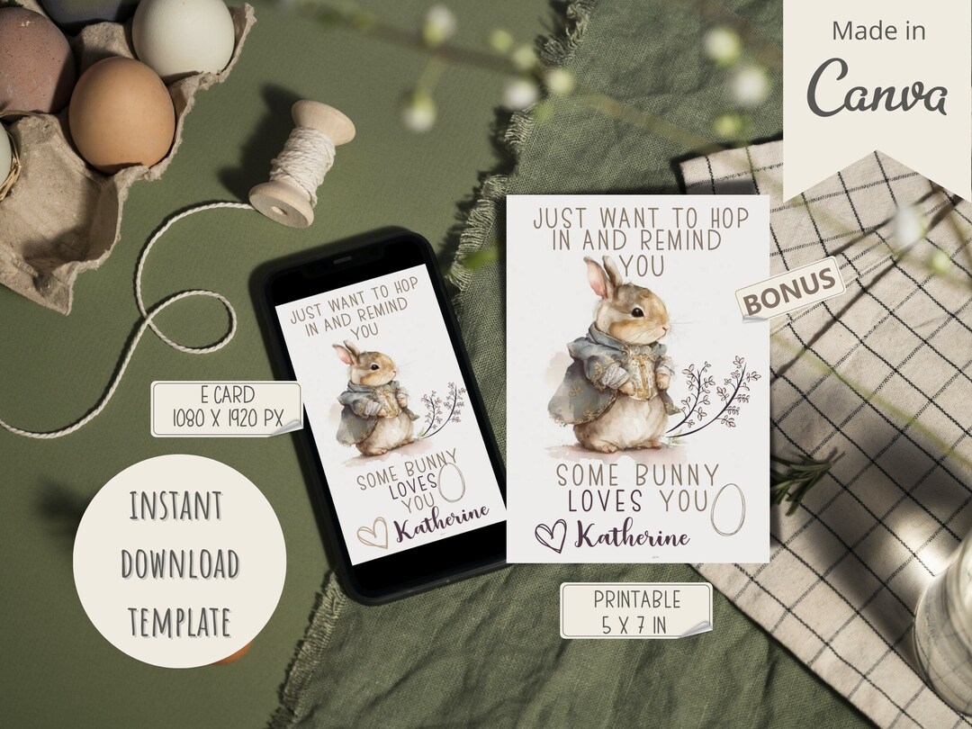Easter Electronic Greeting Card Template "some Bunny Loves You " With ...