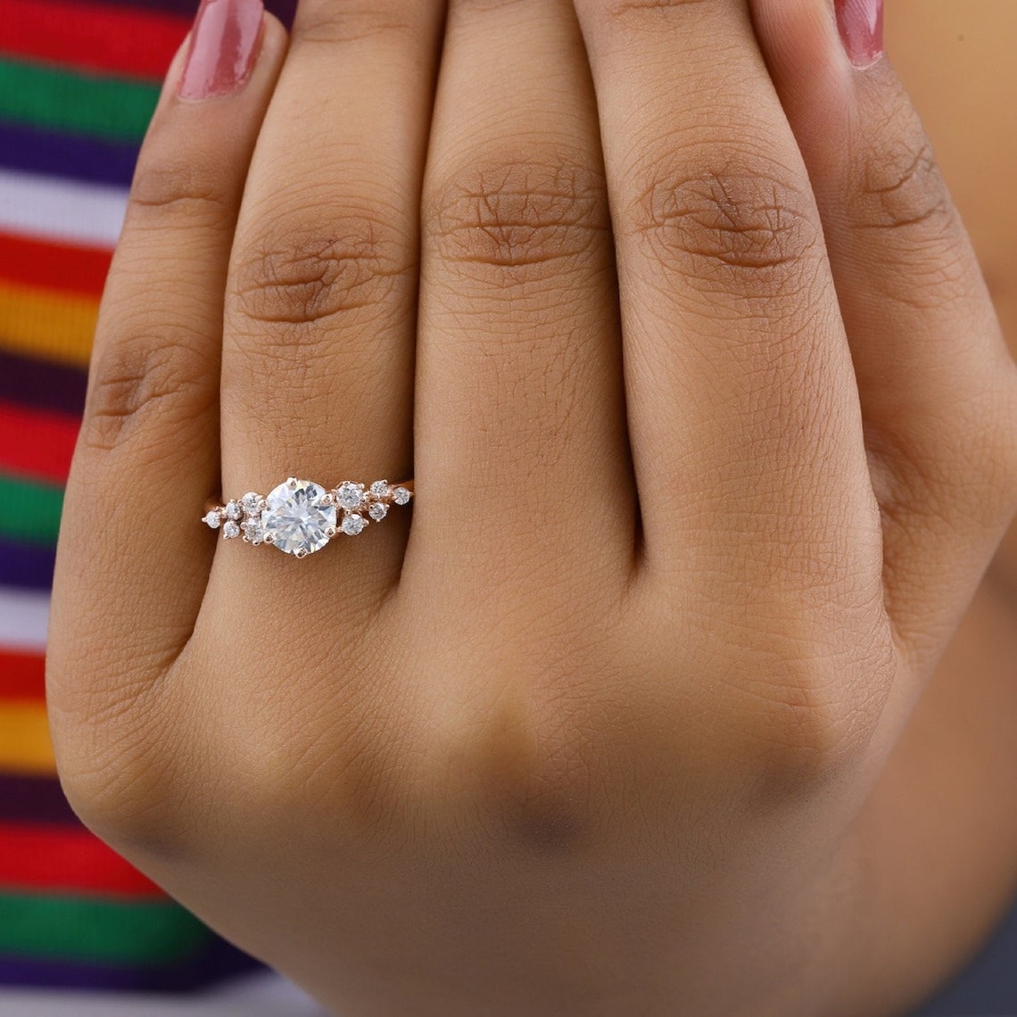 Round Moissanite Engagement Ring 14K Yellow Gold Moissanite - Etsy