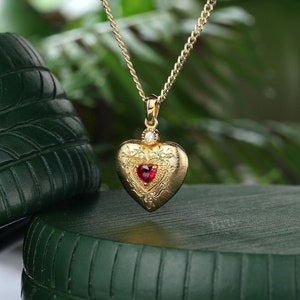 Natural Ruby Heart Pendant Women Vintage Anniversary Pendant for Her ...