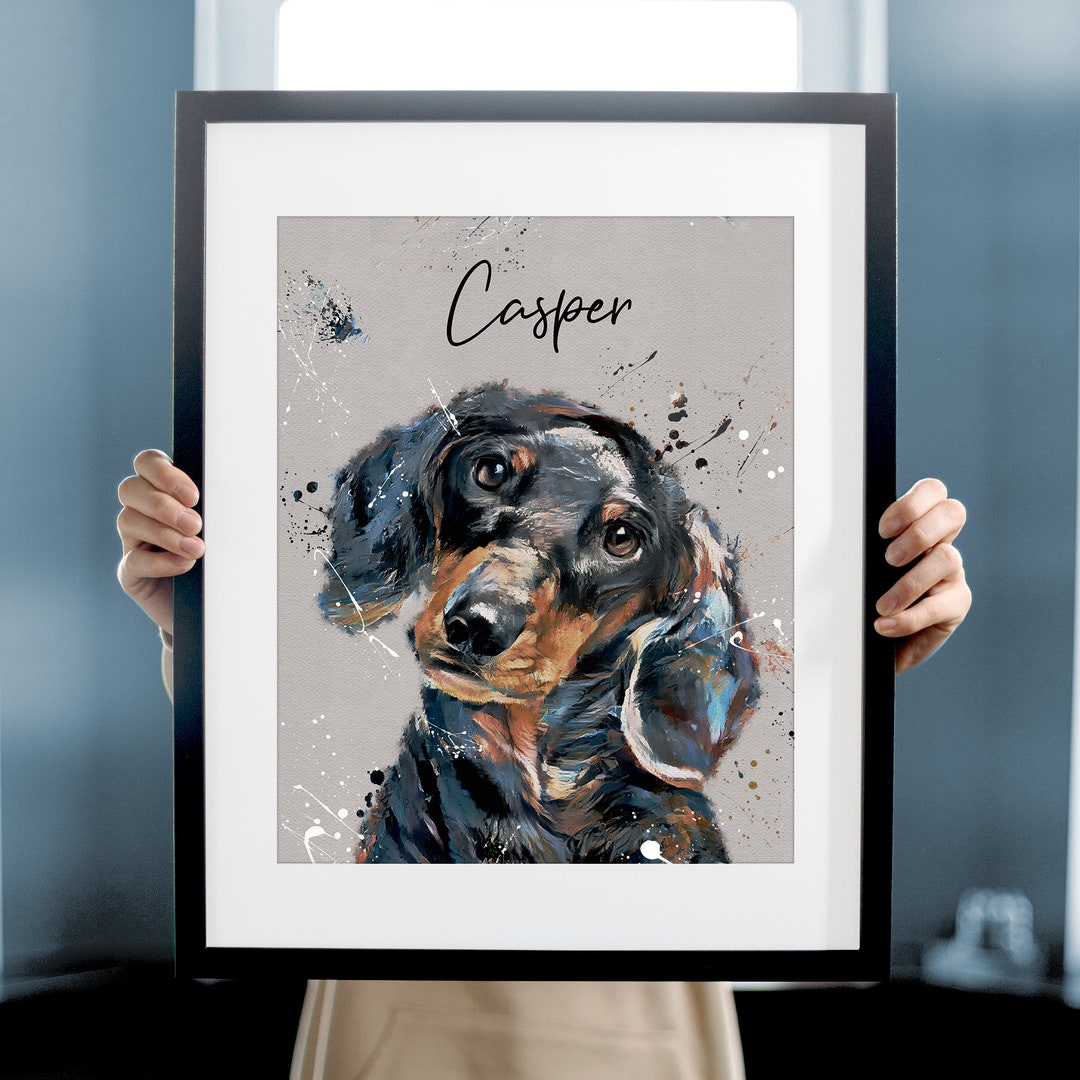 Custom Splatter Paint Dog Portrait, Abstract Painting, Personalised Pet ...