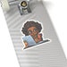 Chibi Style African American Student at Her Desk With Her Laptop ...