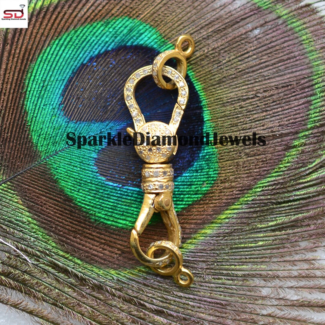 Pave Diamond Swivel Lock Finding Jewelry, Double Lock, 925 Silver ...
