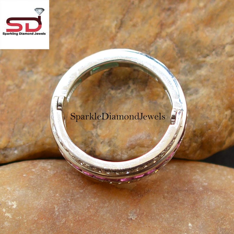 Ruby, Emerald and Natural Diamond Studded Flip Silver Ring | Multi ...