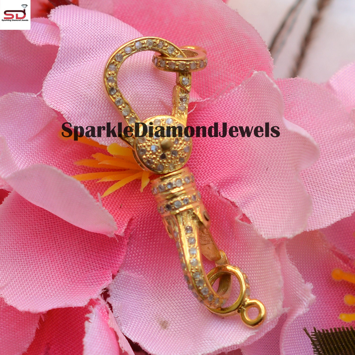 Pave Diamond Swivel Lock Finding Jewelry Double Lock 925 - Etsy