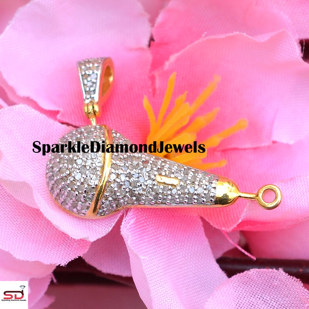 Microphone Pendant, Pave Diamond Mic Pendant, 925 Silver Music Lover ...