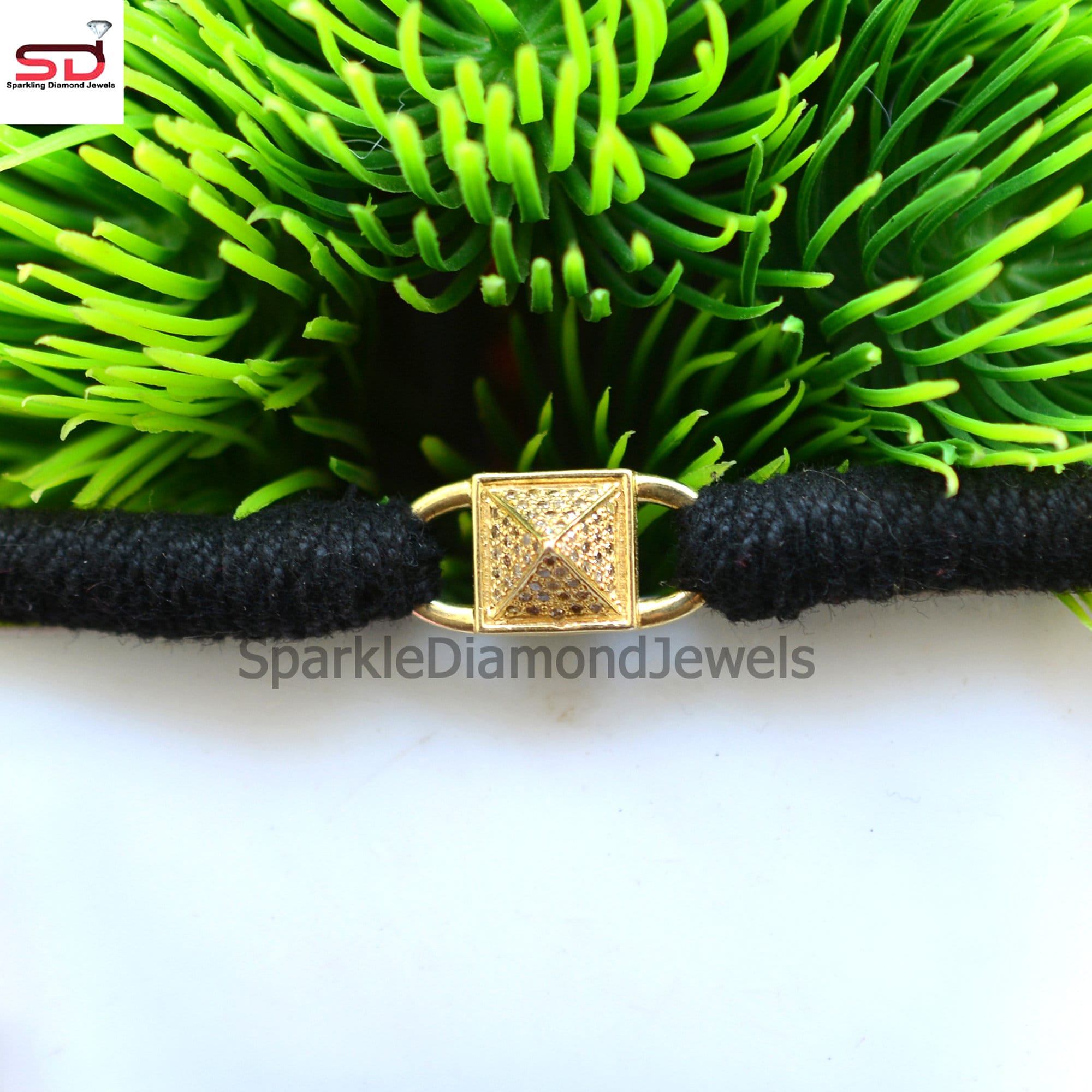 Thread Macrame Bracelet, Pyramid Connector Charm, 925 Sterling Silver ...