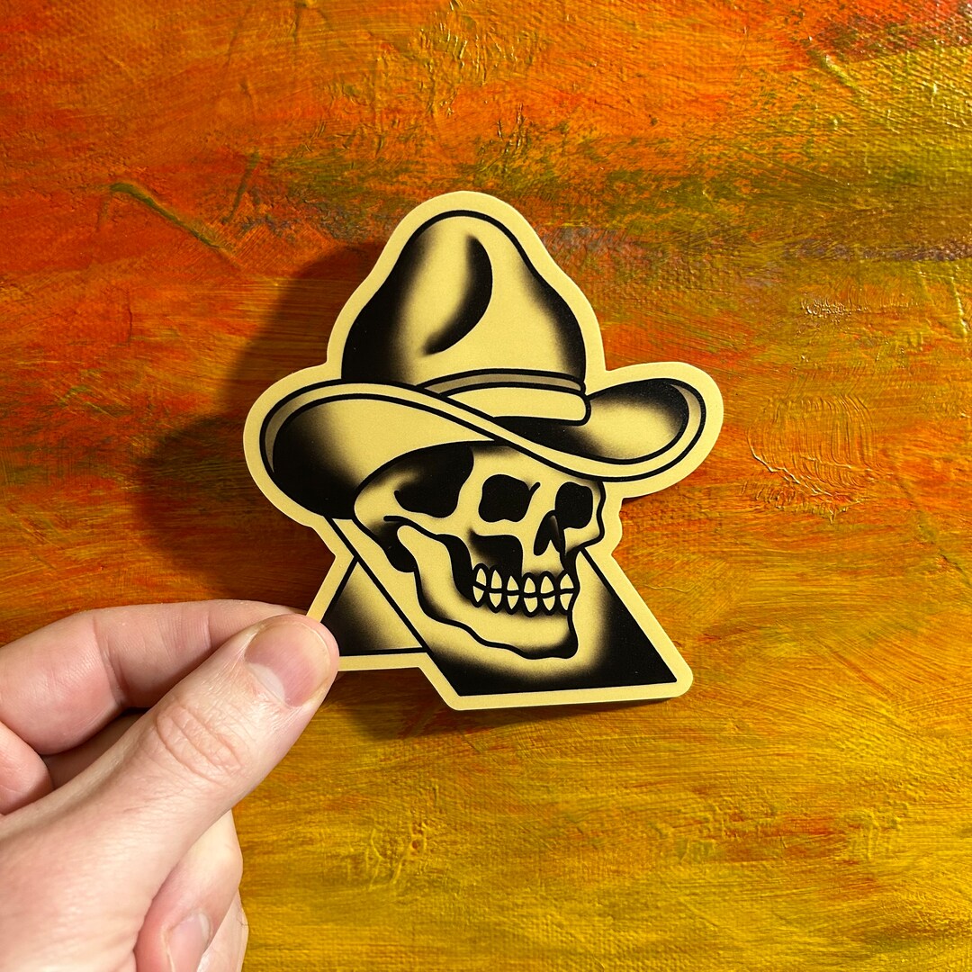 Cowboy Skull Tattoo Laptop Sticker Tattoo Flash Traditional - Etsy