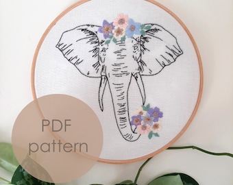 Elephant Hand Embroidery Pattern - Etsy