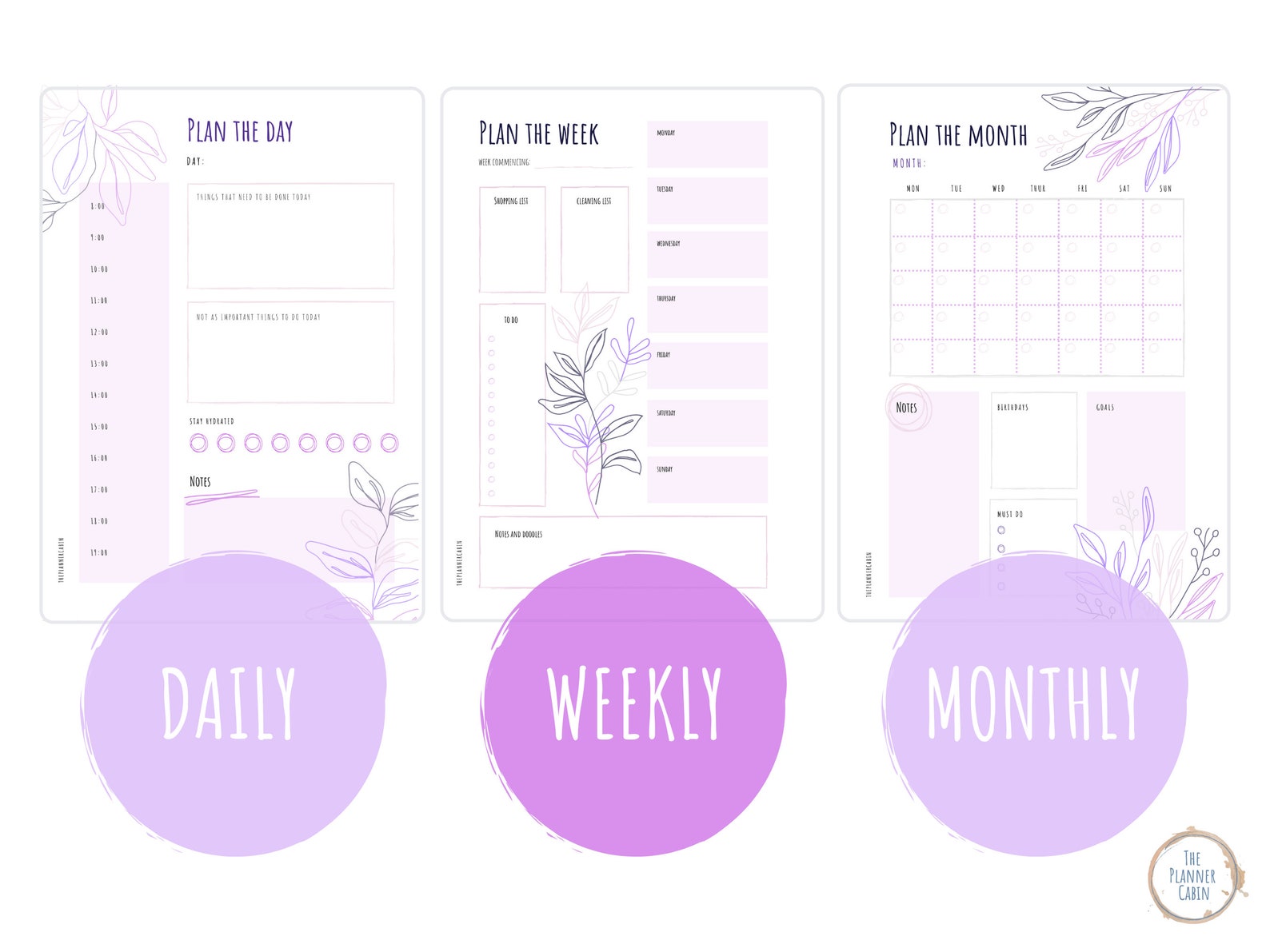 Purple productivity planner kit A4 daily weekly and monthly | Etsy