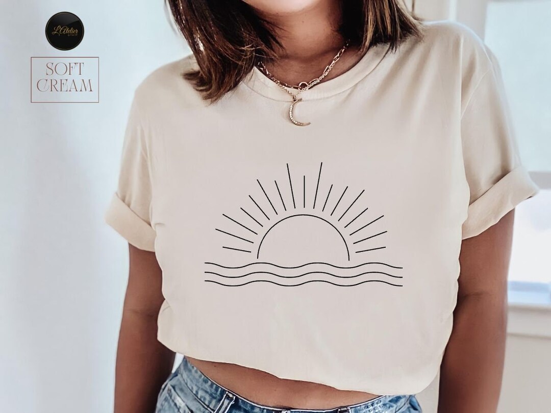 Retro Ocean Sun Tee Nature Graphic Tshirt Womens Summer Tee - Etsy